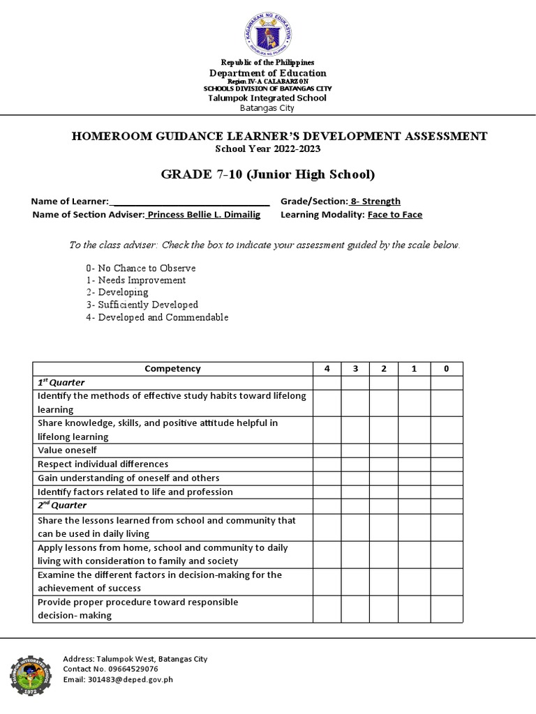 Homeroom Guidance | PDF | Learning | Educational Assessment
