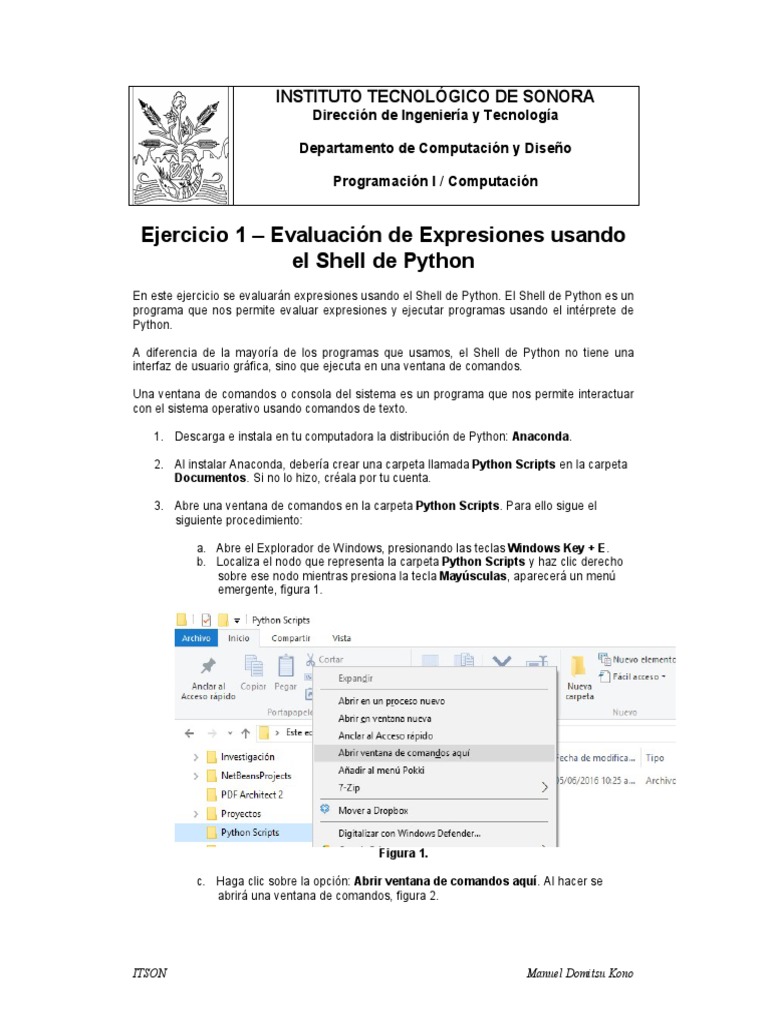 Ejercicio 01 - Evaluación de Expresiones Usando El Shell de Python | PDF | Interfaz de línea de ...