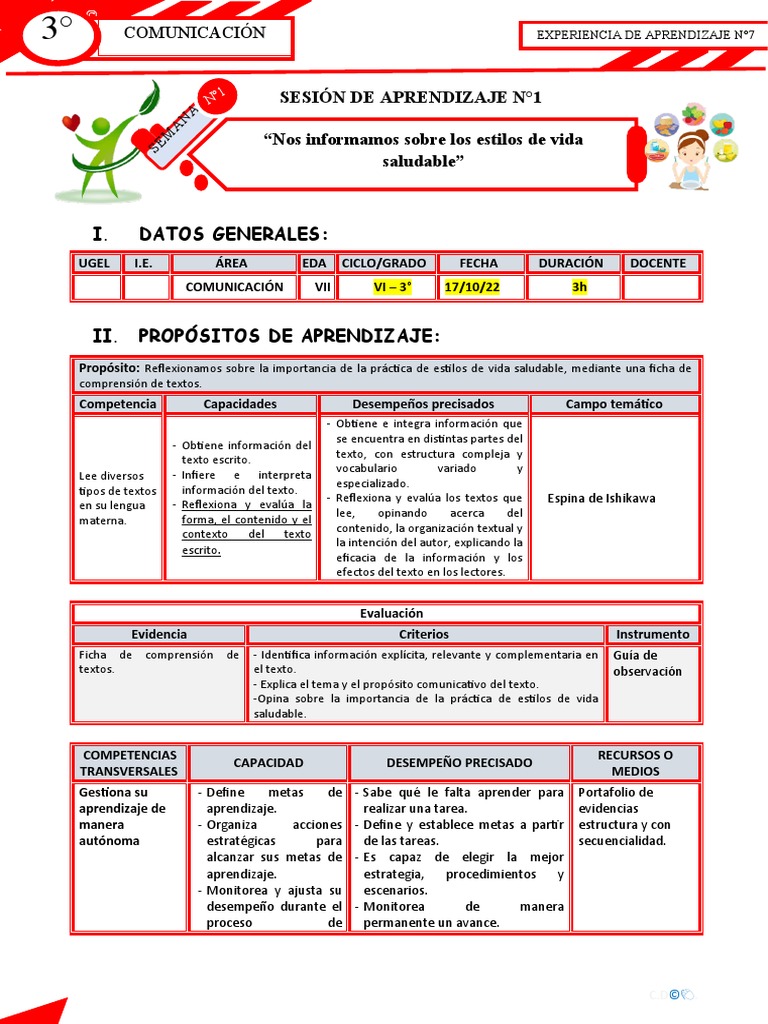 3° Sesión de Aprendizaje Sesión 1-Sem.1-Exp.7 - Comunicación-1 | PDF | Aprendizaje | Maestros