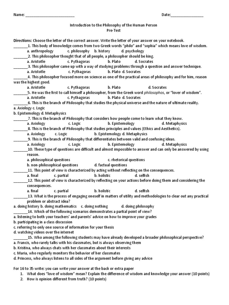 Philo Module 1 and 2 Summative Exam | PDF | Plato | Metaphysics