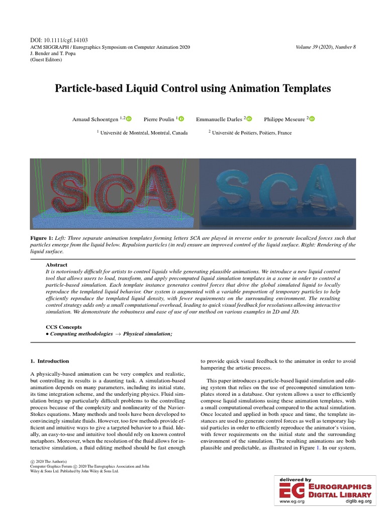 Particle-Based Liquid Control Using Animation Templates | PDF | Force ...