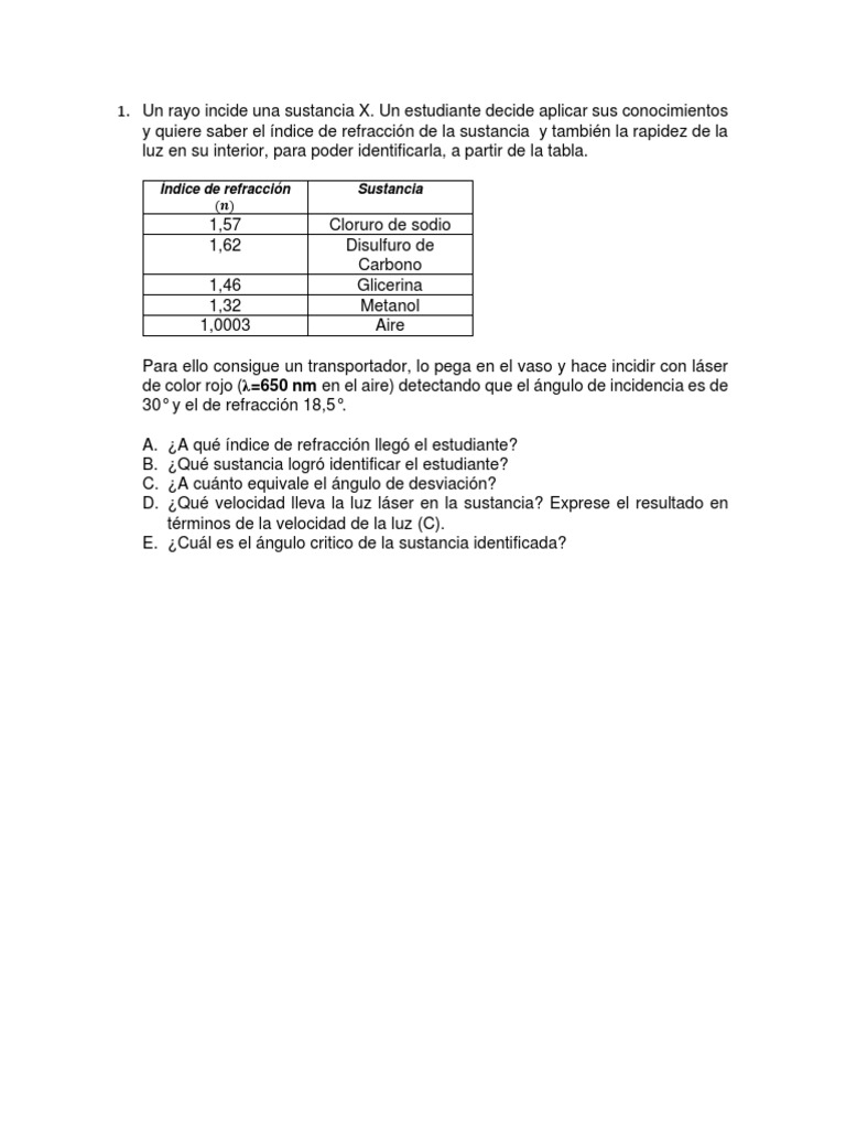 Un Rayo Incide Una Sustancia X-2 | PDF | Ciencia y matemáticas