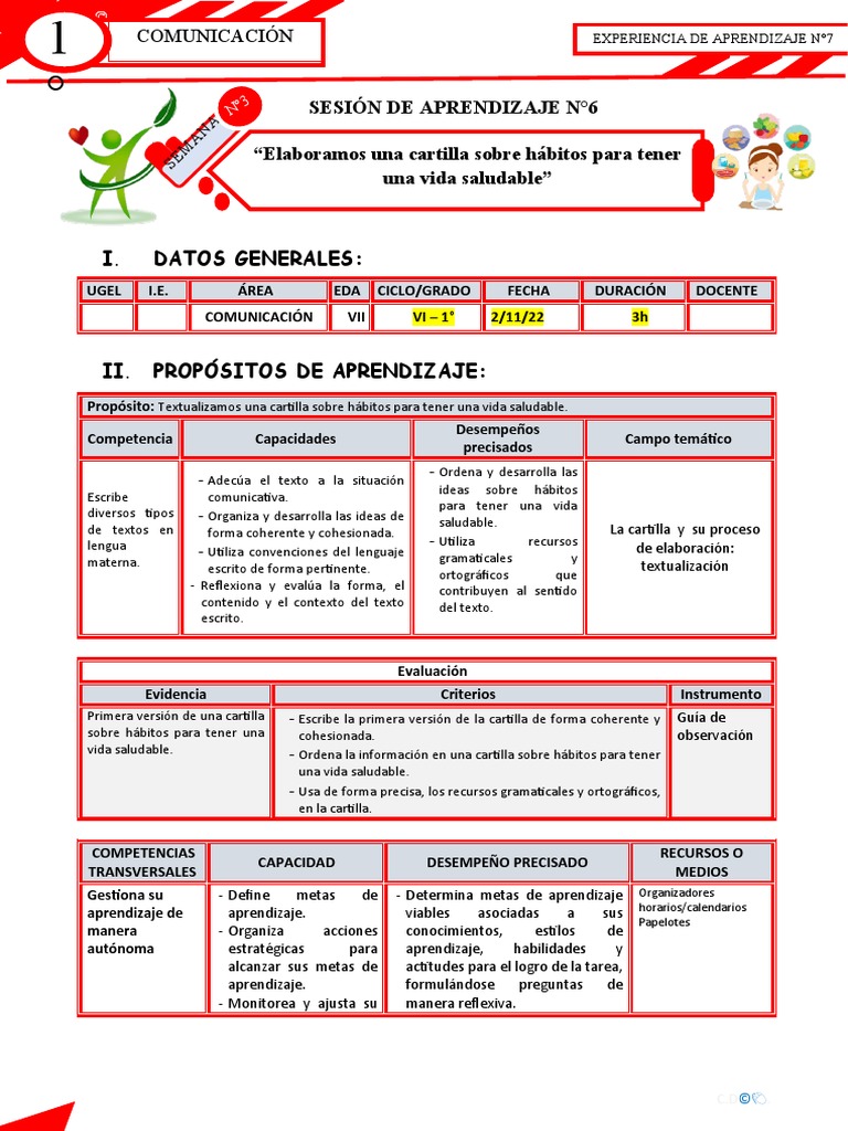 1° Sesión de Aprendizaje Sesión 6-Sem.3-Exp.7 - Comunicación | PDF | Aprendizaje | Comunicación
