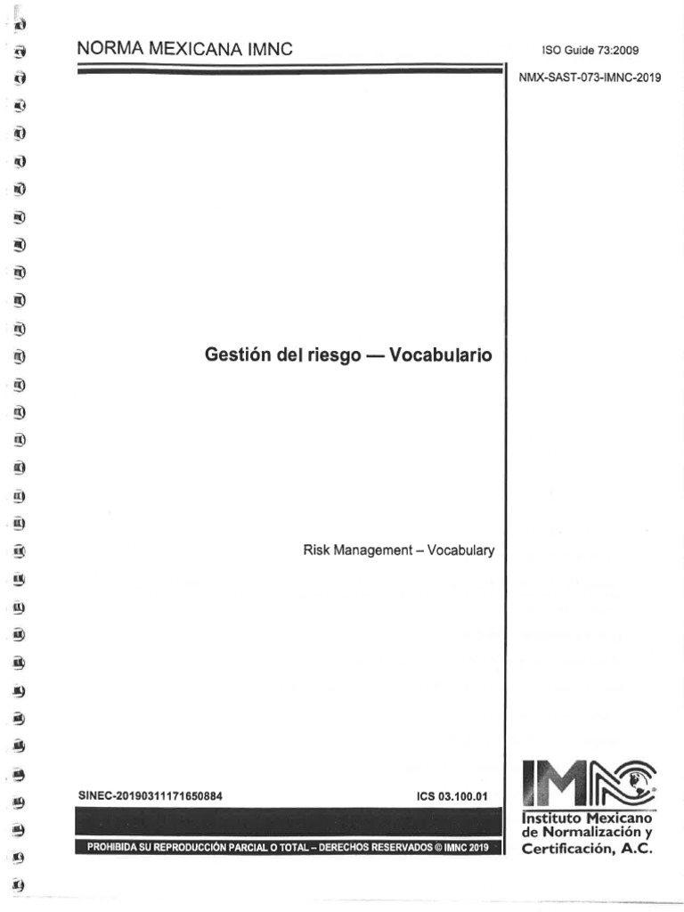 ISO Guide 73 2009 Vocabulario | PDF