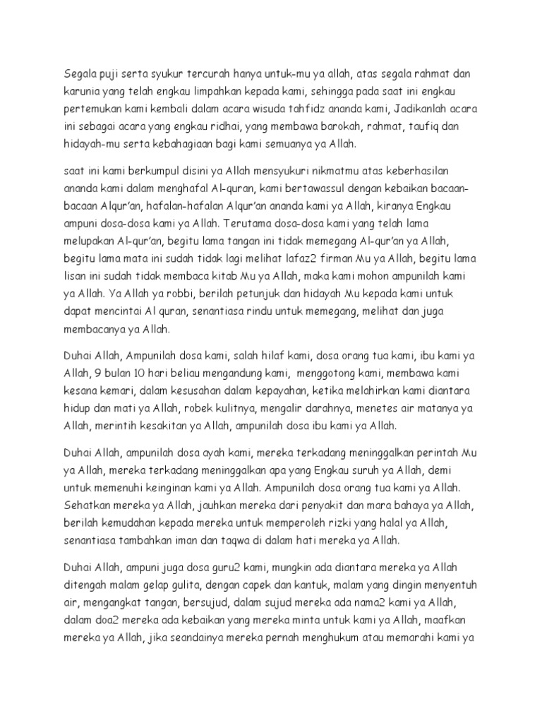 Doa Wisuda Tahfiz | PDF