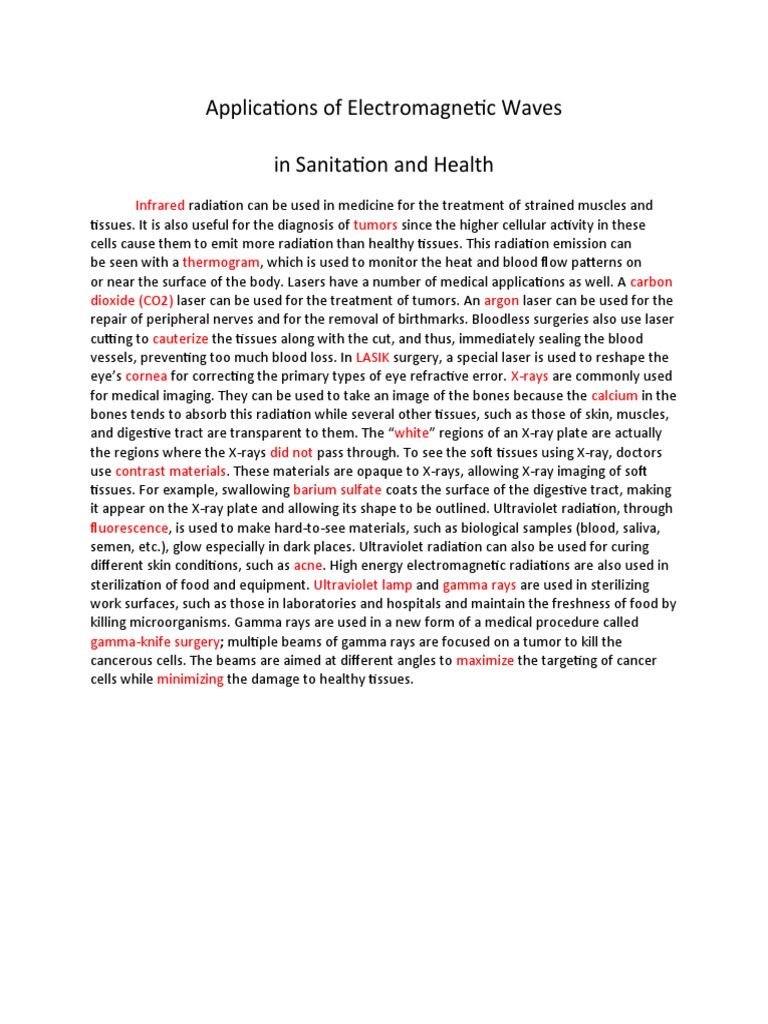 Applications of Electromagnetic Radiation in Medicine: Diagnosis ...