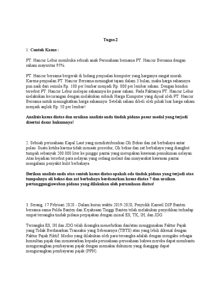 Tugas 2 Hukum Pidana Ekonomi | PDF