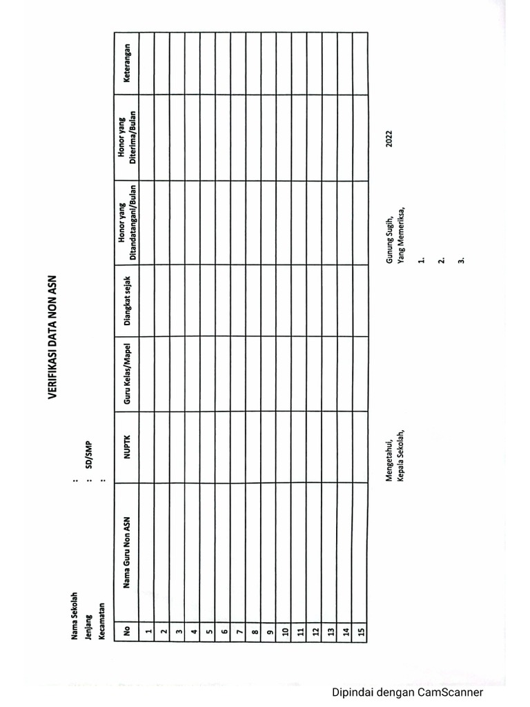 Format Verifikasi Non ASN | PDF