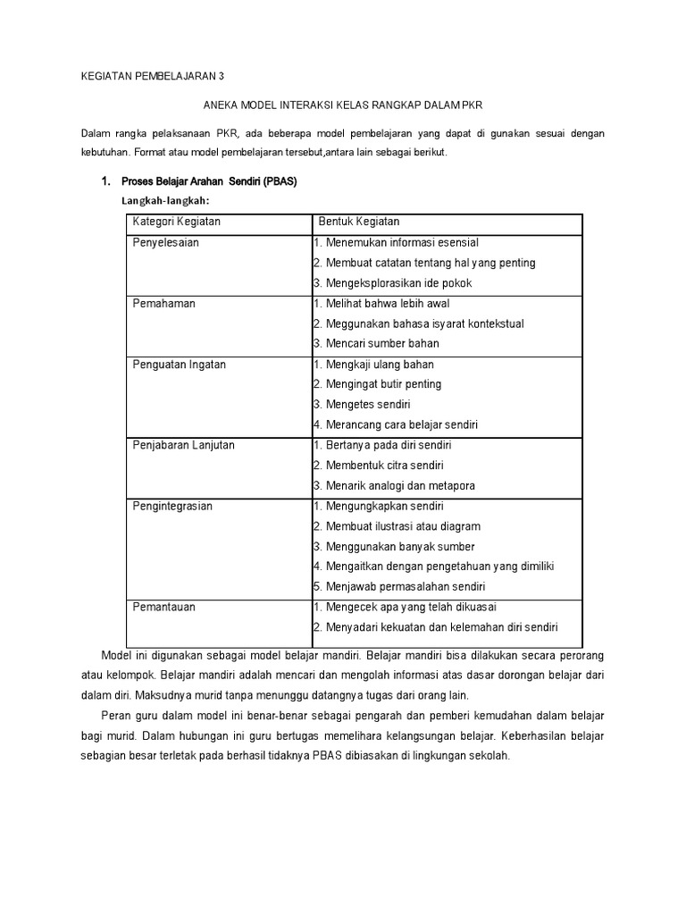 Model Interaksi Kelas Rangkap PKR | PDF | Karier & Perkembangan