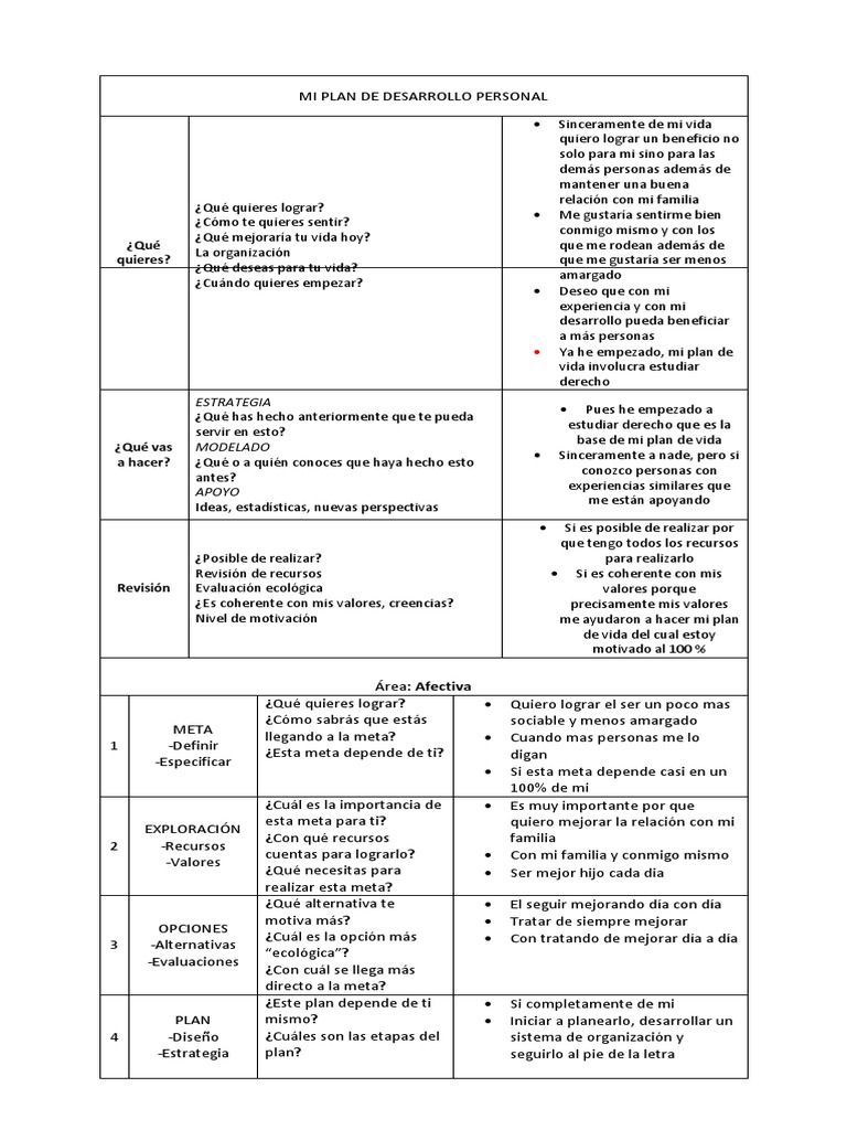 Formato - Plan de Desarrollo Personal | PDF | Desarrollo personal ...