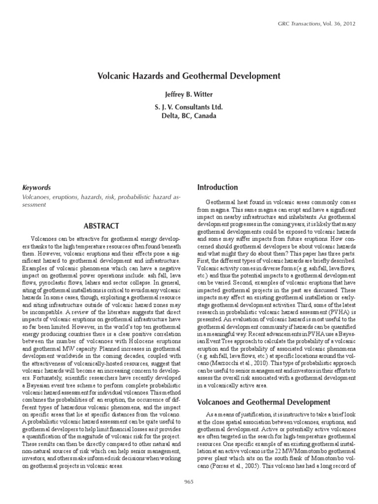 Volcanic Hazards in Geothermal Development | PDF | Volcano | Types Of ...