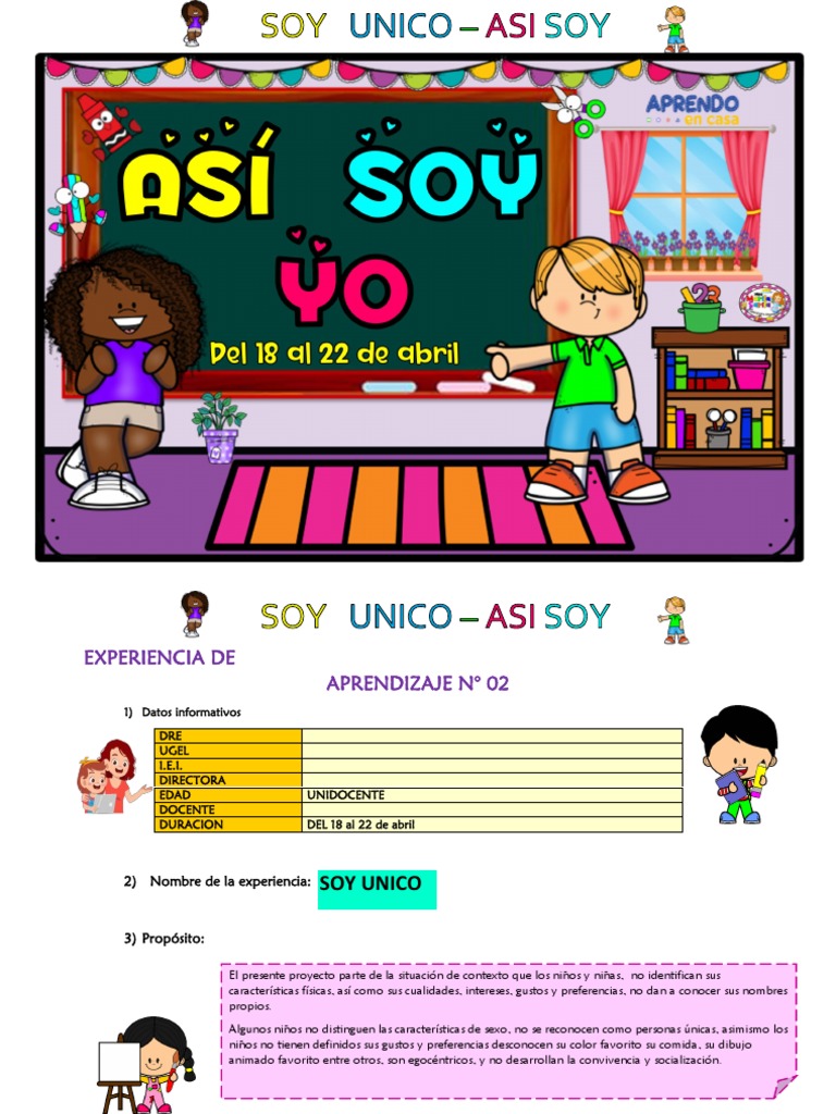 Proyecto Asi Soy Yo - Del 18 Al 22 Abril | PDF | Evaluación | Amor