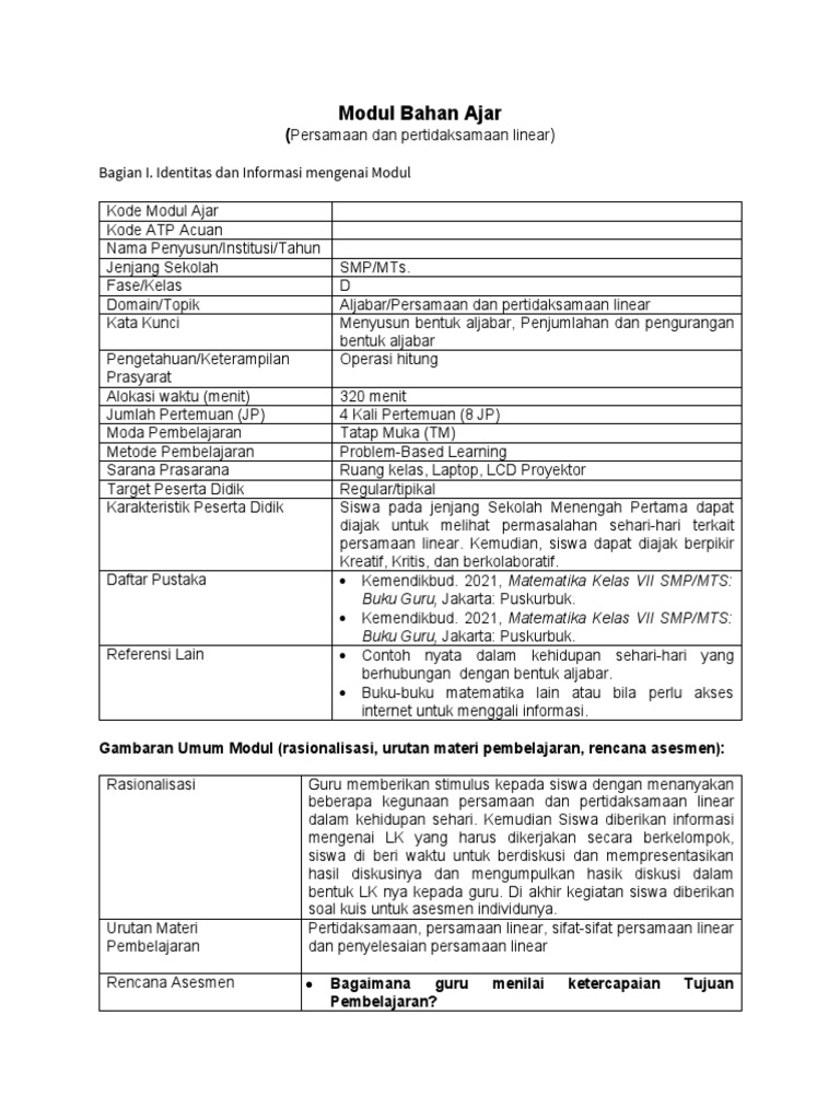 Modul Ajar Bab 3.1 | PDF | Sains & Matematika