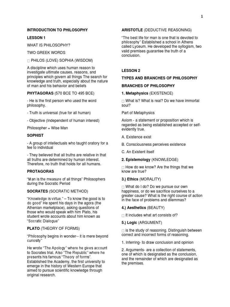 Introduction To Philosophy Overview Pdf Reason Truth