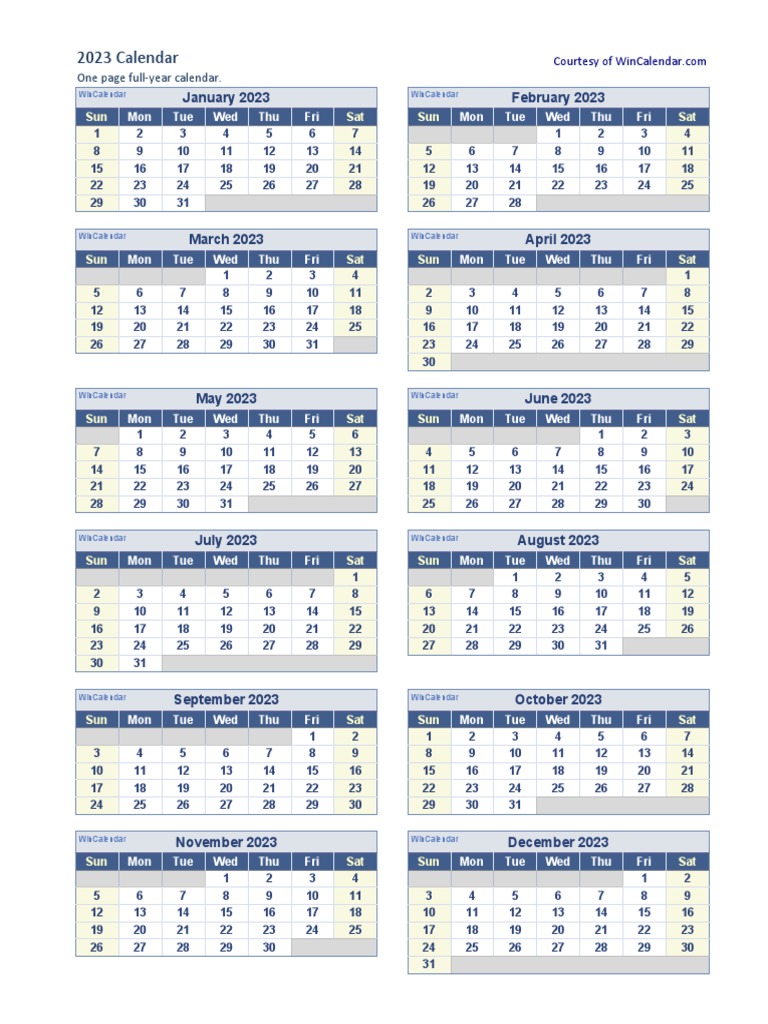 2023 Calendar One Page | PDF