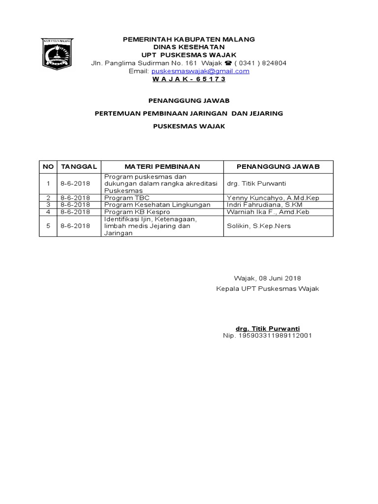 2.3.14.2. Jadwal Pembinaan Jaringan Dan Jejaring Puskesmas | PDF