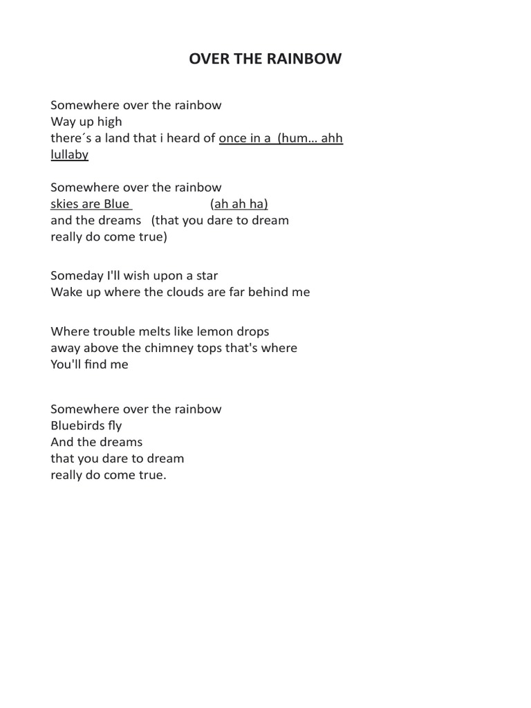 Over the Rainbow Lyrics Analysis | PDF