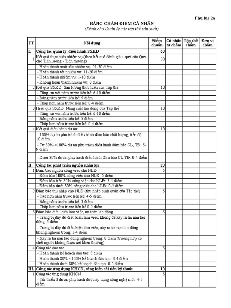 Bang Cham Diem Mau 2a-2b-2c | PDF