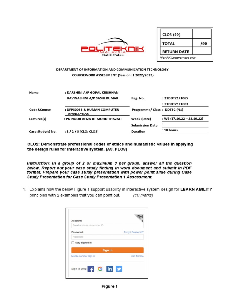 Case Study 1 (Hci) | PDF | Menu (Computing) | Password