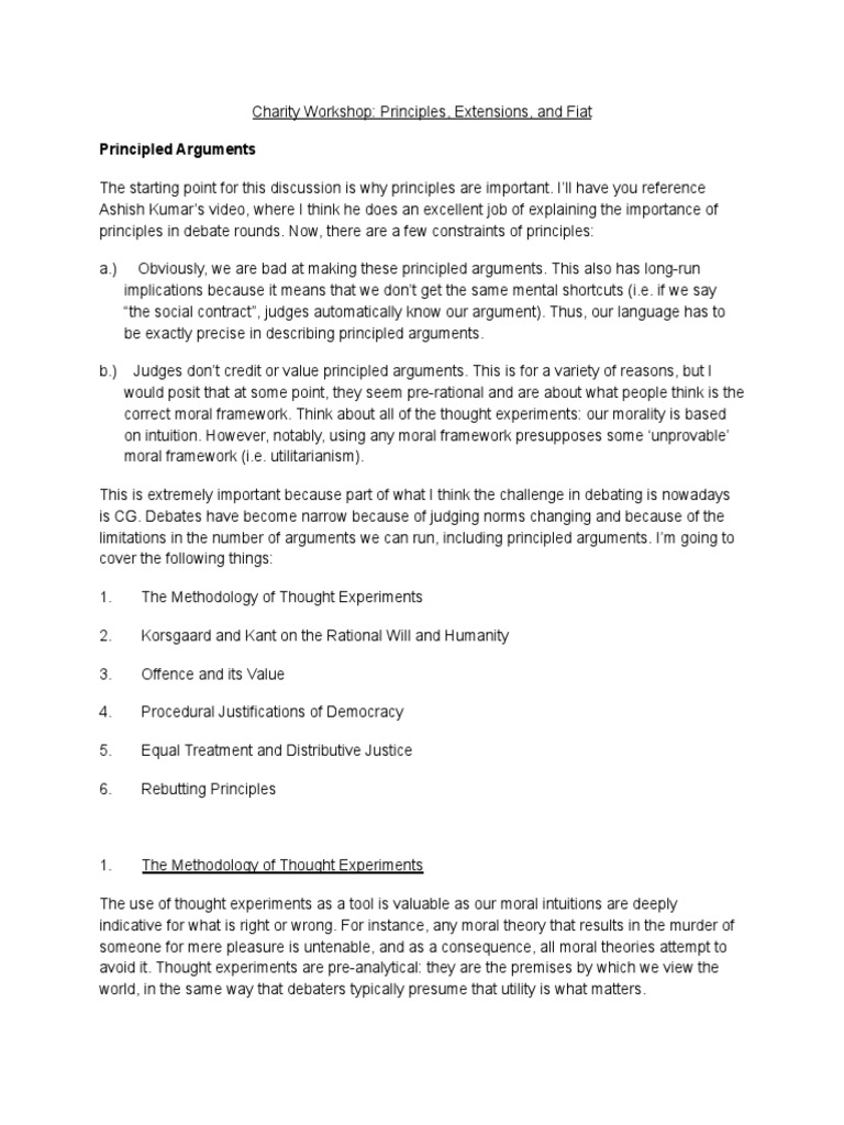Charity Workshop Principles, Extensions, and Fiat | PDF ...
