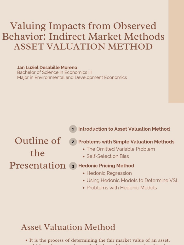 Valuing Impacts From Observed Behavior-Indirect Method - Asset Valuation | Download Free PDF ...