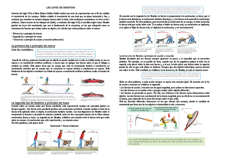 Las tres leyes fundamentales del movimiento de Newton | PDF | Fuerza ...