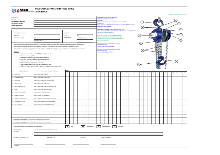 Checklist Chain Block Daily | PDF