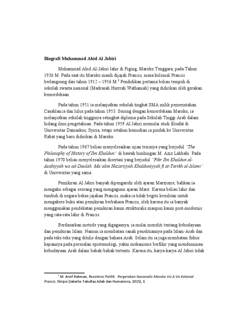 Biografi Muhammad Abid Al Jabiri | PDF