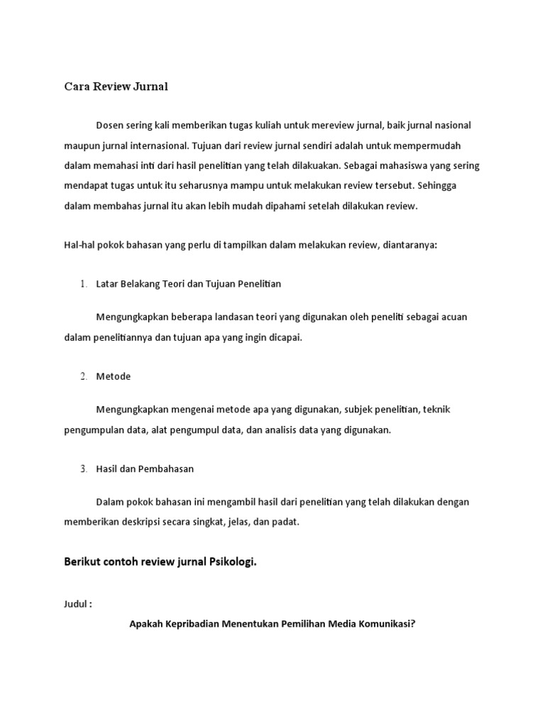 Cara Review Jurnal | PDF