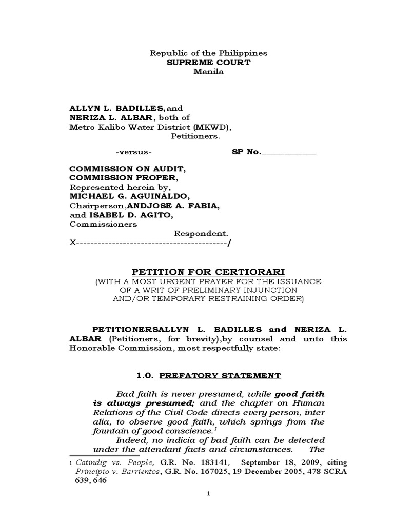 Petition For Review - Coa | PDF | Certiorari | Injunction