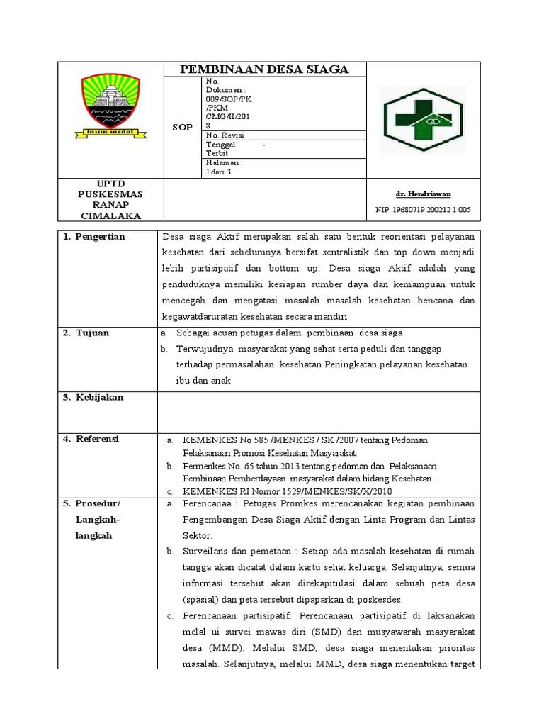 Sop Pembinaan Desa Siaga Fix CMG | PDF