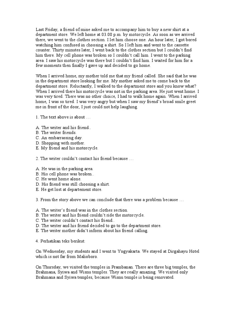 Contoh Soal Recount N HOTS Daily Activity | PDF | Verb | Linguistic ...