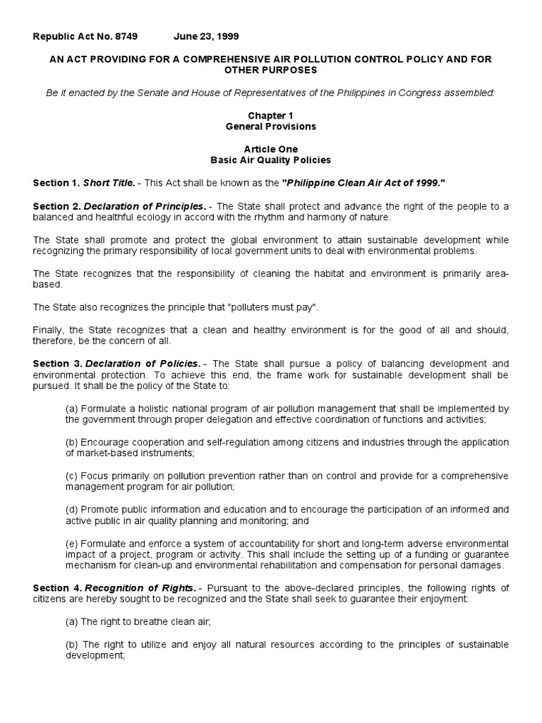 Clean Air Act | PDF | Air Pollution | Atmosphere Of Earth