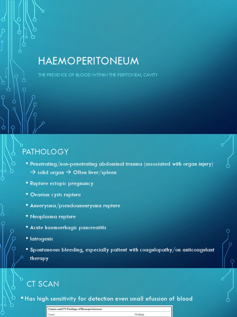 Hemoperitoneum | PDF | Peritoneum | Bleeding