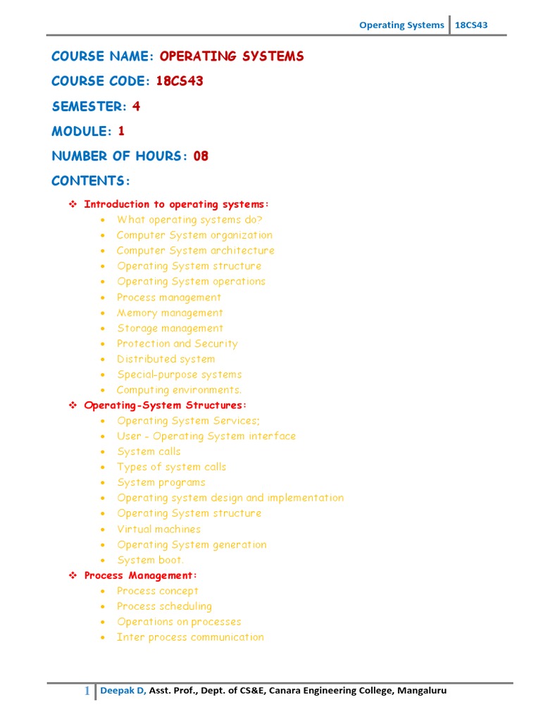 18cs43 Os Module1 | PDF | Operating System | Computer Data Storage