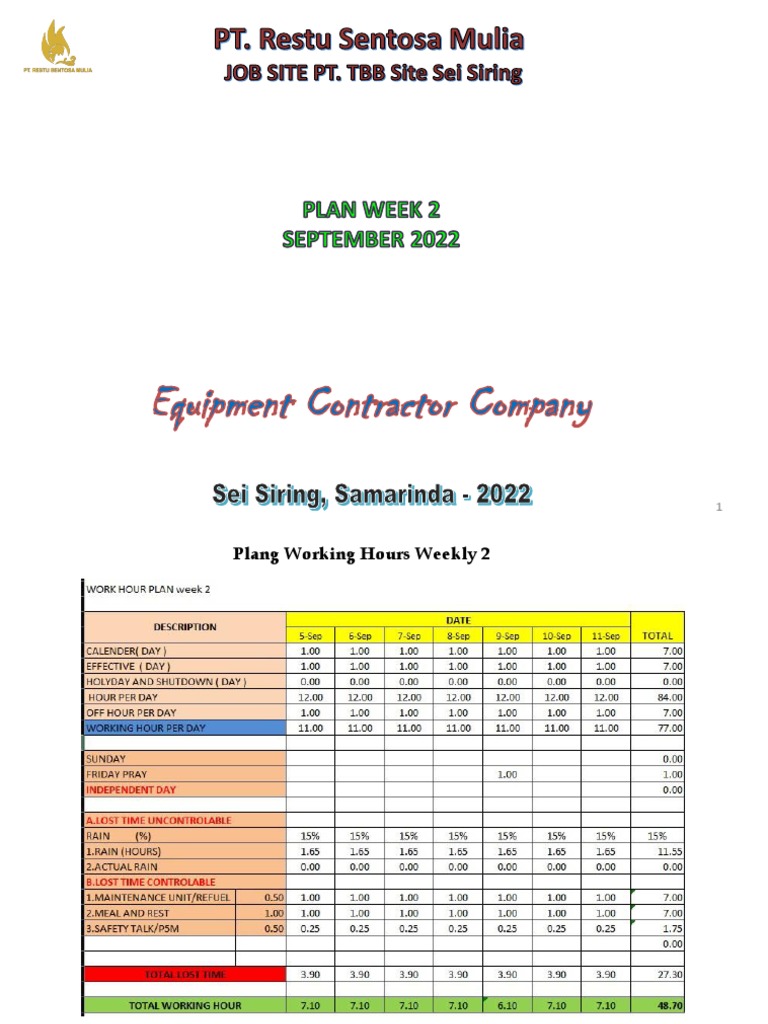 Review Plan Week2&3 Sept RSM-TBB | PDF
