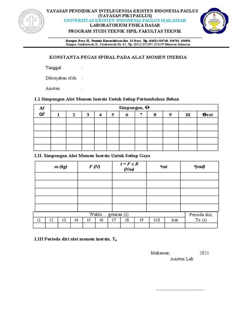 Tabel Data Konstanta Spiral Pegas | PDF