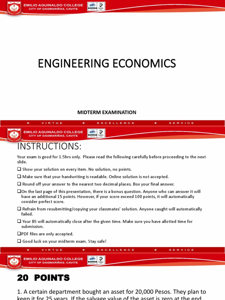 Engineering Economics Midterm Exam | PDF | Depreciation | Bonds (Finance)