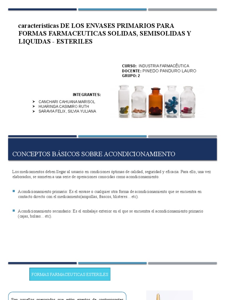 cARACTERISTICAS DE LOS ENVASES PRIMARIOS PARA FORMAS FARMACEUTICAS SOLIDAS, SEMISOLIDAS Y ...