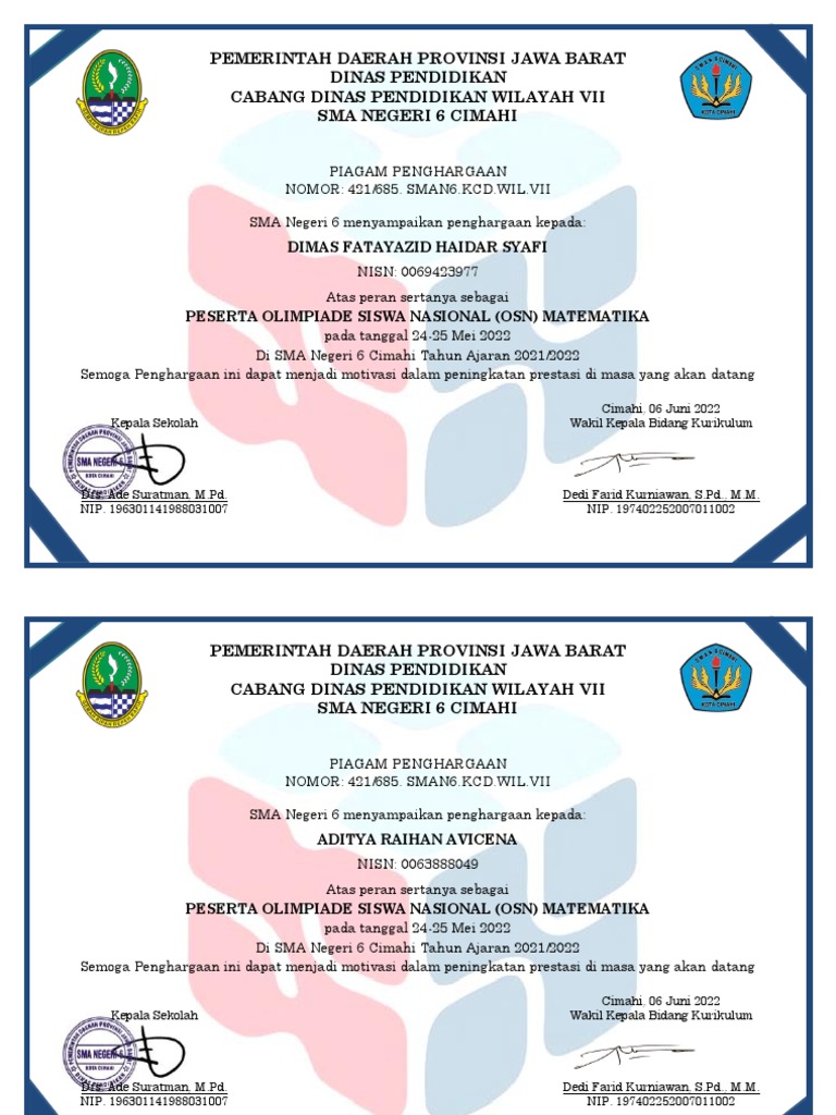 Sertifikat Osn 2022 Fix | PDF