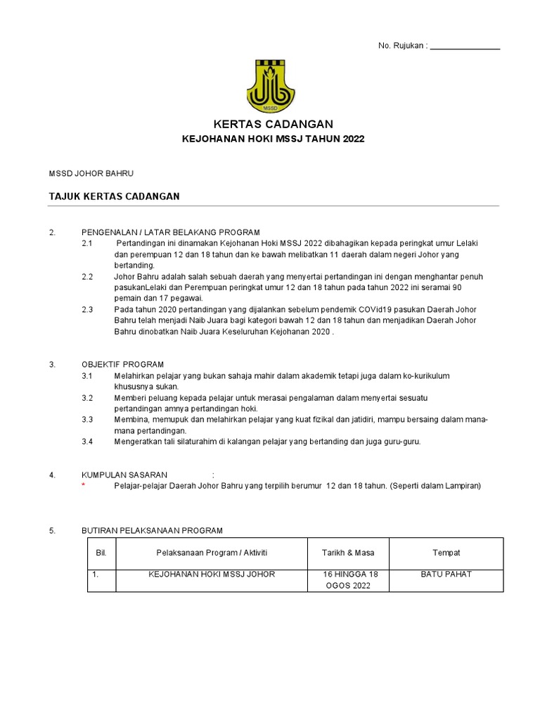 Kertas Kerja MSSJ 2022 | PDF