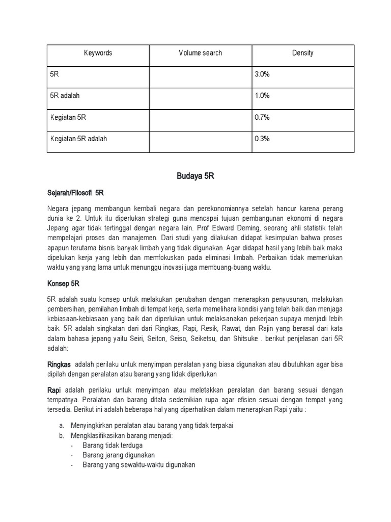 Budaya 5R | PDF | Bisnis | Pengembangan Diri