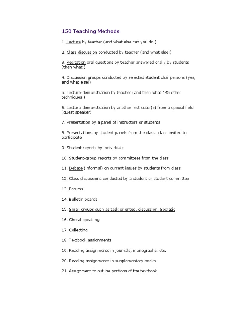 150 Teaching Methods | PDF | Teaching Method | Lecture