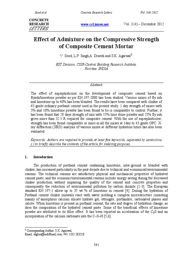 Effect of Admixture On The Compressive Strength of Composite Cement ...