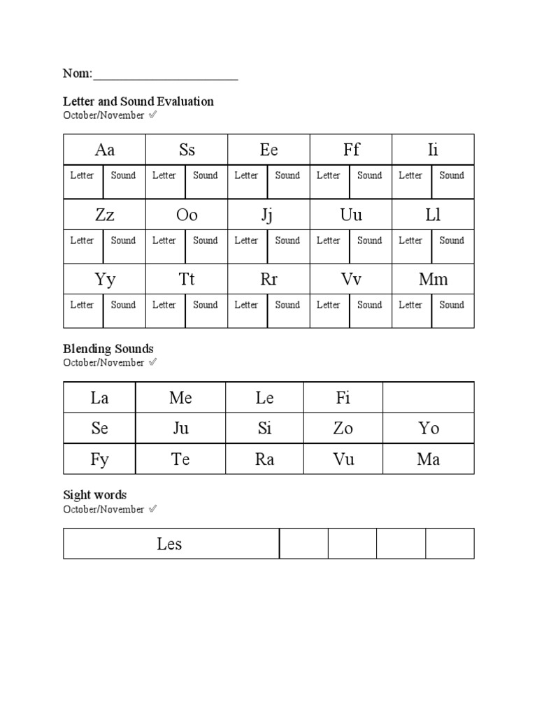 Assessment Letters Sounds | PDF