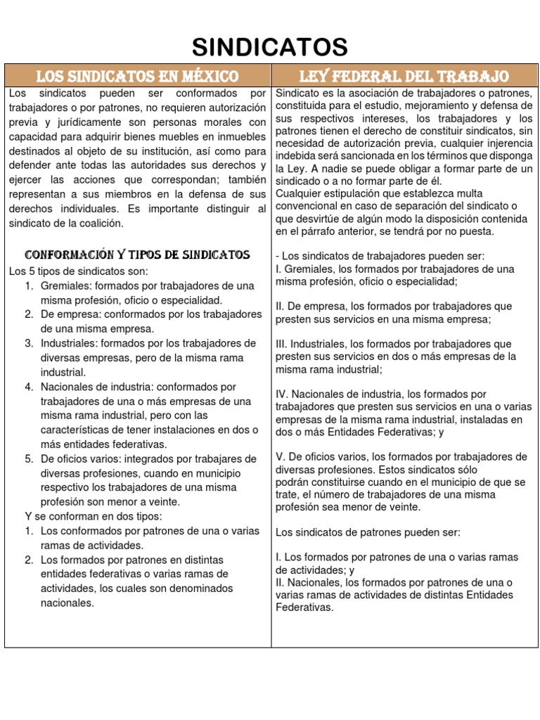 Tipos de Sindicatos en México | PDF | Sindicato | Business