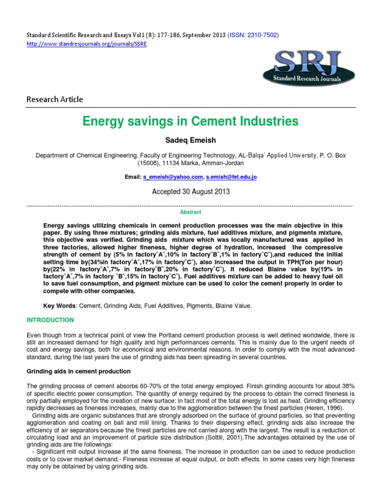 Energy Saving in Cement Industries | PDF | Pigment | Cement