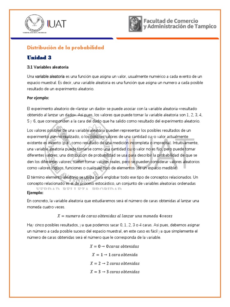Introducción a las variables aleatorias y distribuciones de probabilidad | PDF | Variable ...