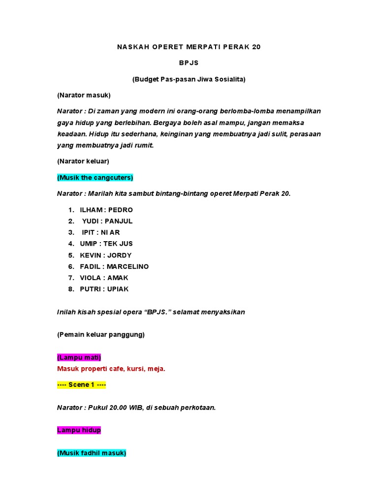 REVISI NASKAH OPERET MERPATI PERAK 20 Fix | PDF | Seni
