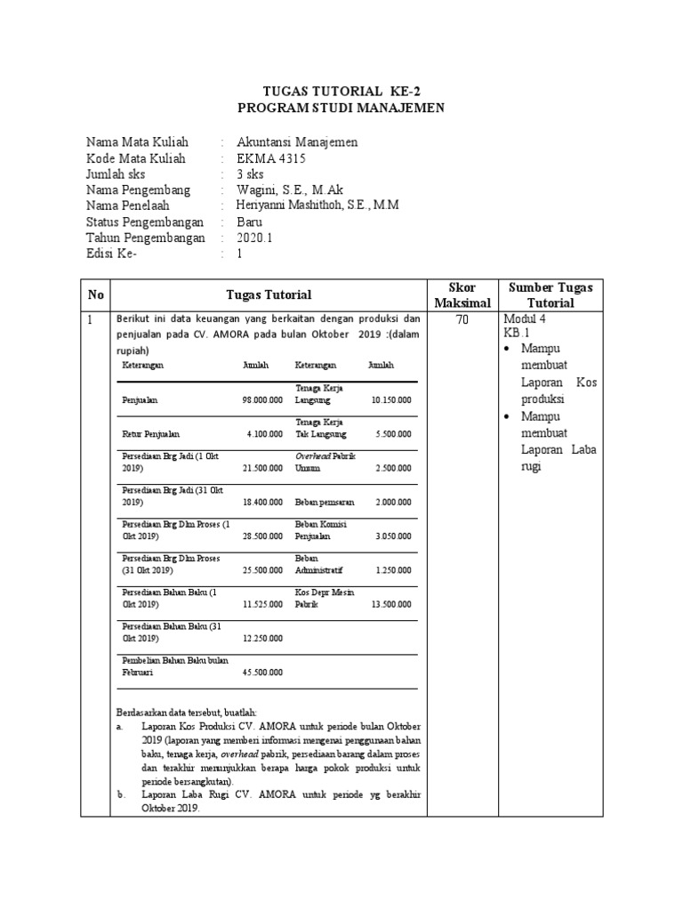 TUGAS 2 Akuntansi Biaya DONE | PDF | Teknologi & Rekayasa